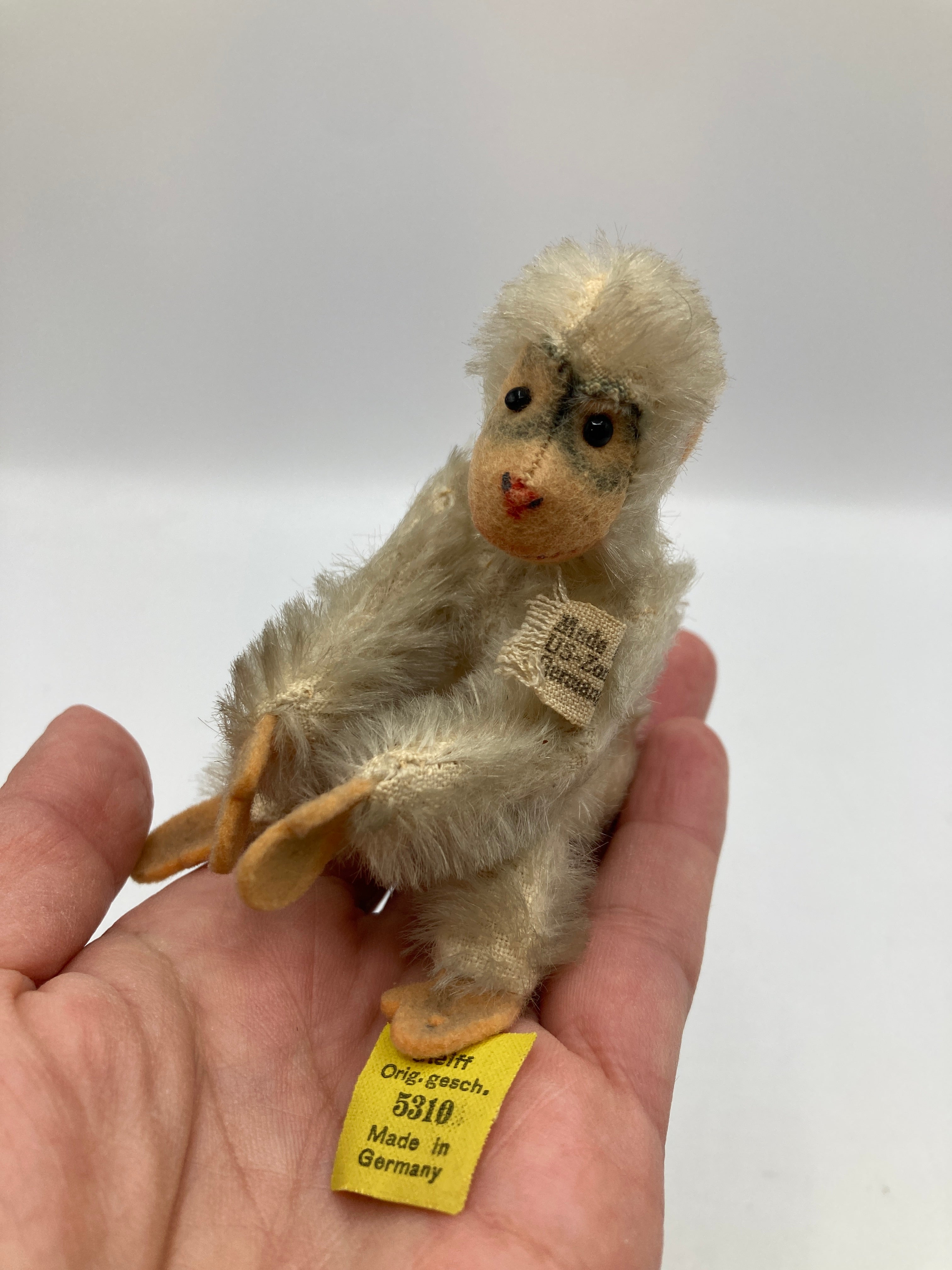 Steiff Smallest Early Postwar Fully Jointed White Jocko Monkey With IDs ...
