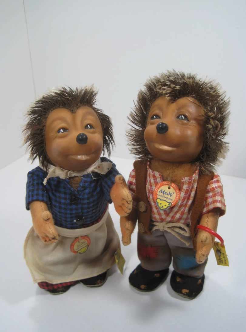 Steiff Medium Mecki And Micki Hedgehog Doll Couple With All IDs | My Site
